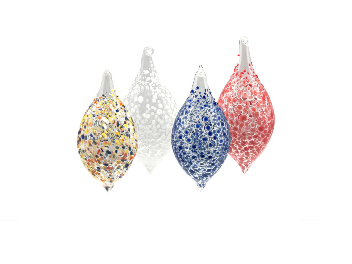 Tropfen getupft 10cm, 4 verschiedene Farben - FW-Glas GmbH
